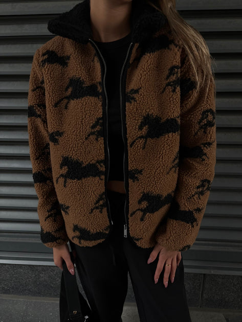 RD STYLE Jolene Horse Print Sherpa Jacket – 27 Boutique